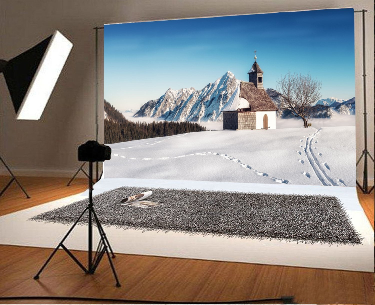 GreenDecor 7x5ft Winter Backdrop Ice Mountain Snow Covered Landscape ...
