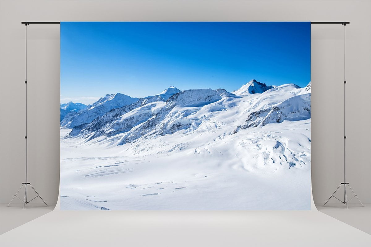 GreenDecor 7x5ft Winter Photography Background Blue Sky Snow Beautiful Mountain Backdrops ...