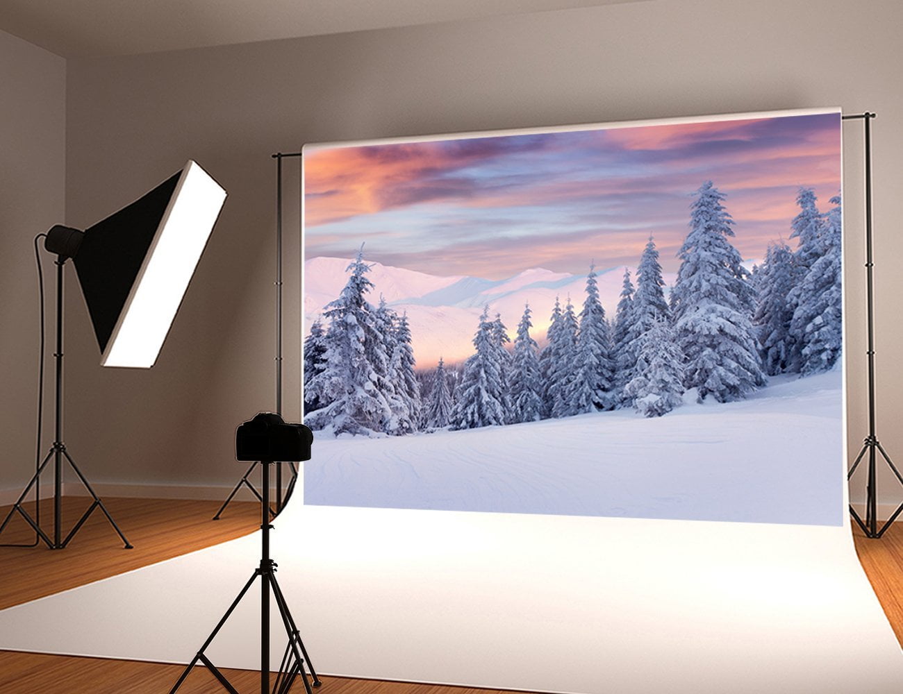 GreenDecor 7x5ft Winter Snow Mountains Photography Backdrop White Cedar ...