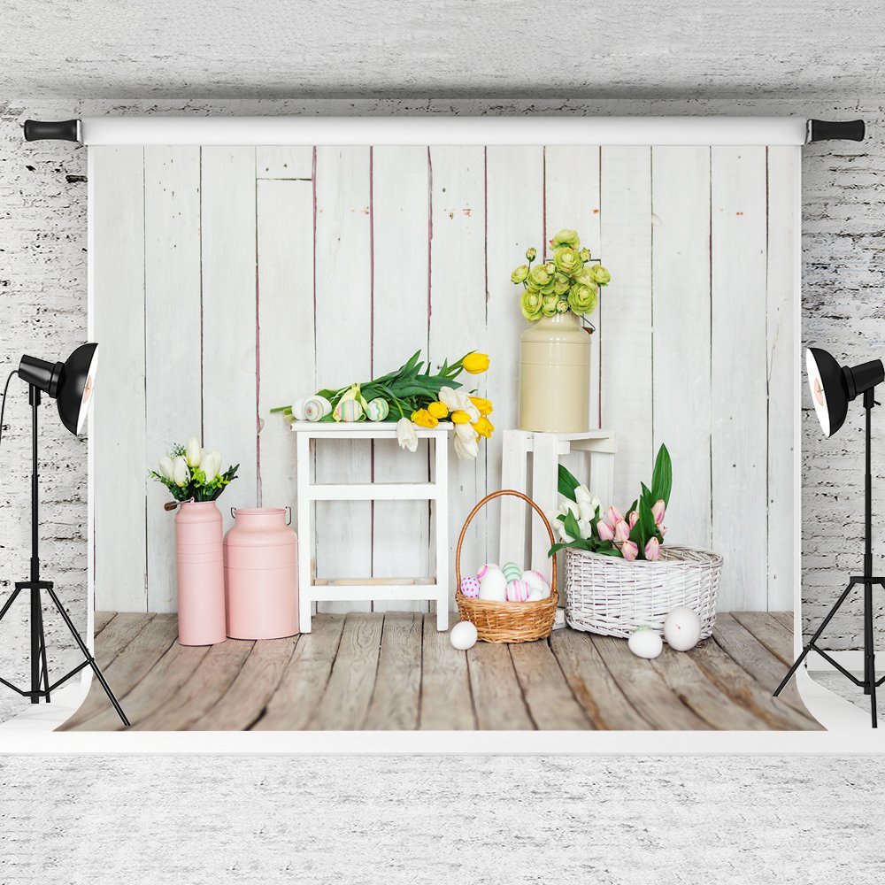 GreenDecor 7x5ft Wood Backdrops for Easter Photography Background Eggs ...