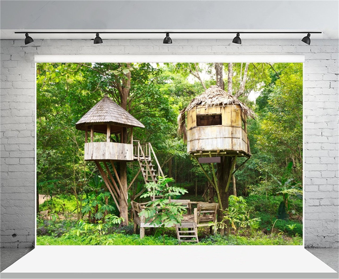 GreenDecor 7x5ft Wooden Tree House Backdrop Tropical Forest Photography ...