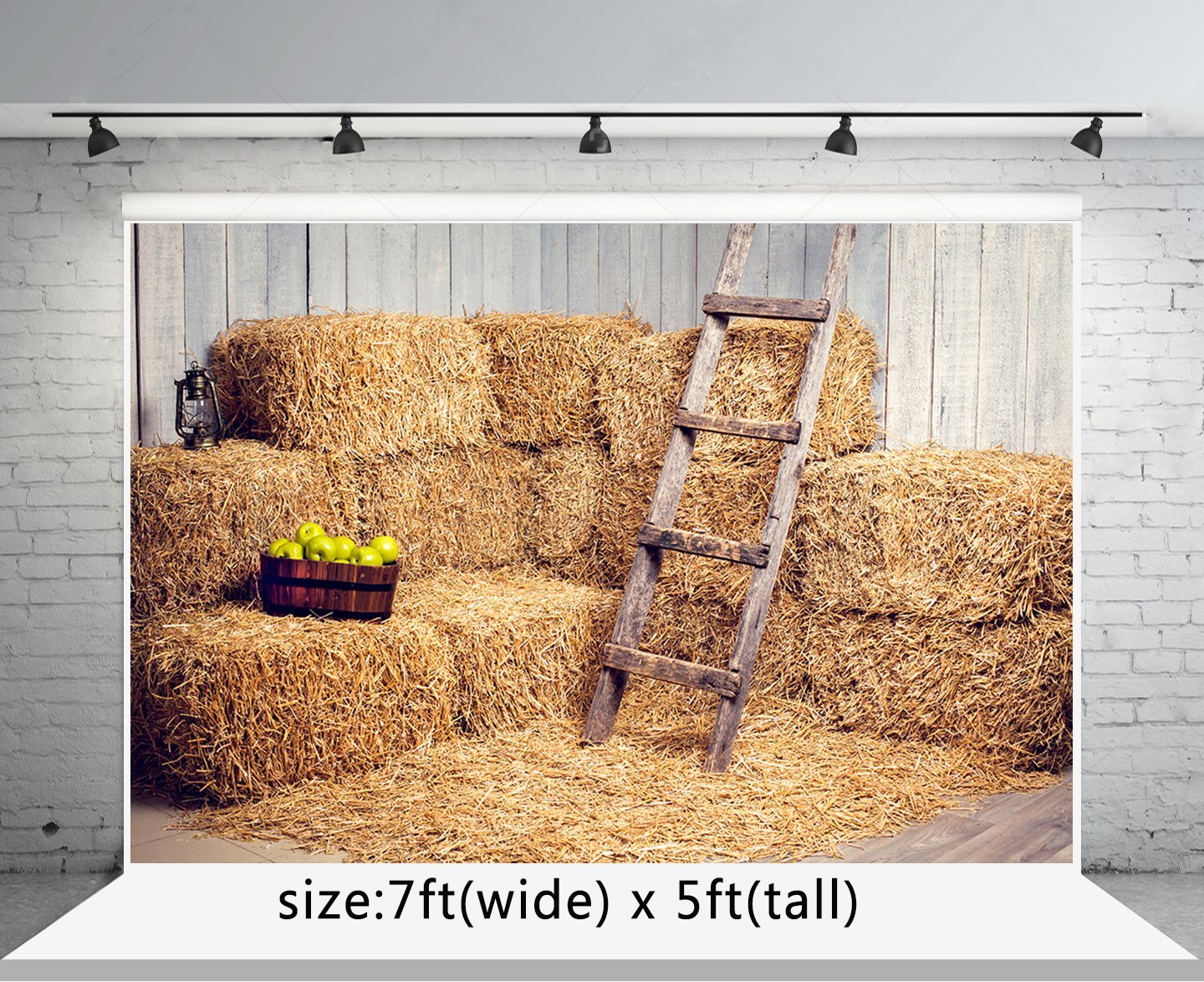GreenDecor 7x5ft Yellow Haystack Photo Backgrounds Fall Warehouse for ...