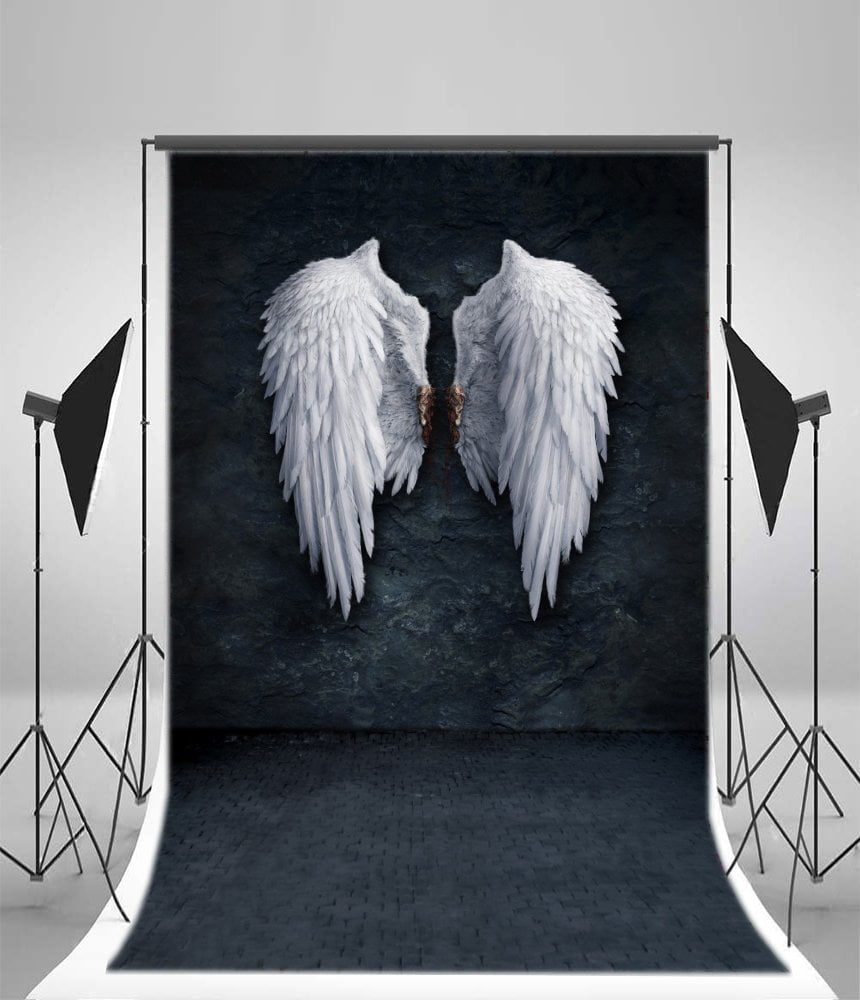 GreenDecor Angel Wings Backdrop 5x7ft Grunge Wall Party Background ...