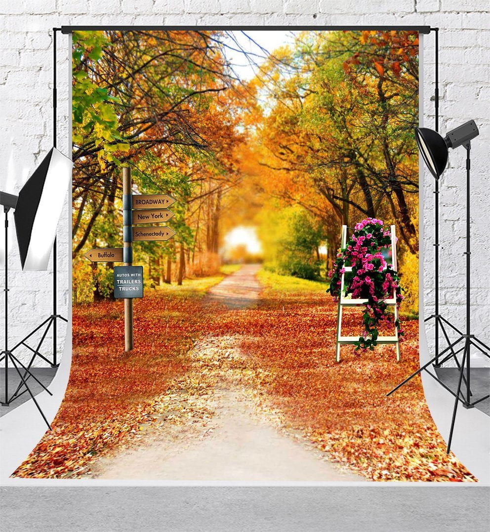 GreenDecor Autumn Backdrops for Photo Studio 5x7ft Tree in Park Pink ...