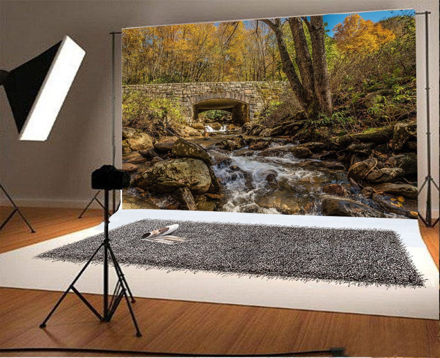 GreenDecor Autumn Fall Backdrop 7x5ft Photography Background Bridge ...