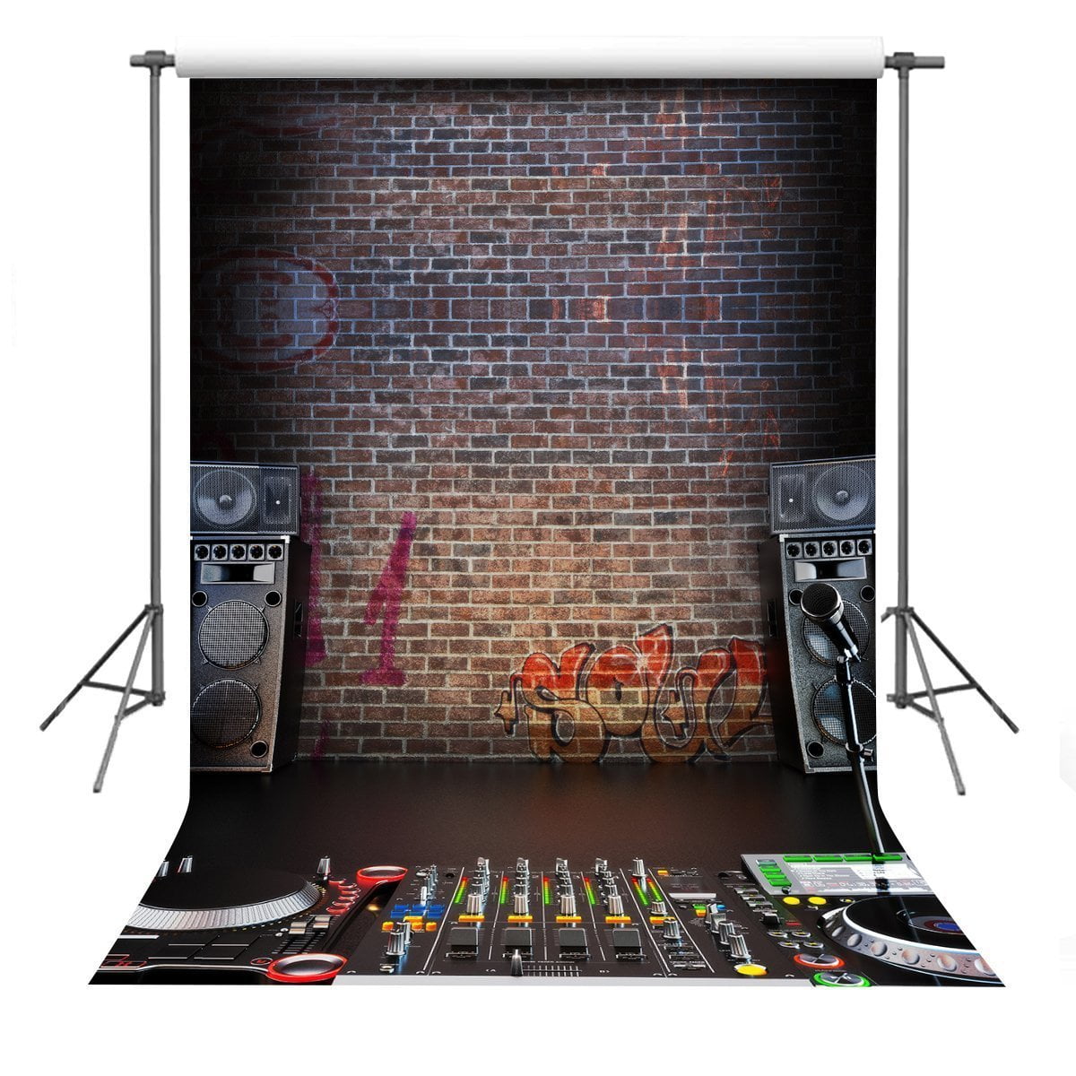 GreenDecor Background 5x7ft Brick Wall Music Station Photography ...
