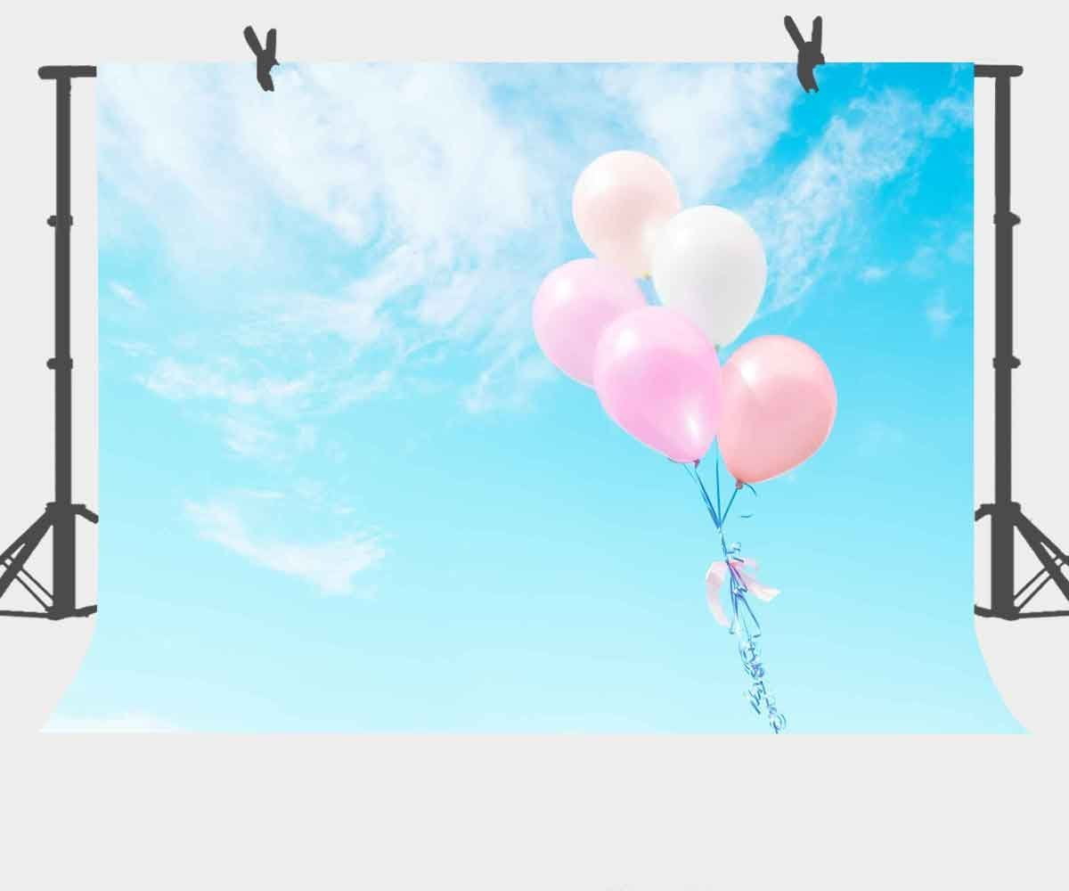 GreenDecor Background 7x5ft Balloon under Blue Sky Photography Backdrop ...