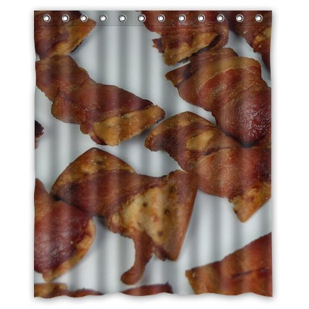 GreenDecor Bacon Meat Waterproof Shower Curtain Set with Hooks Bathroom ...