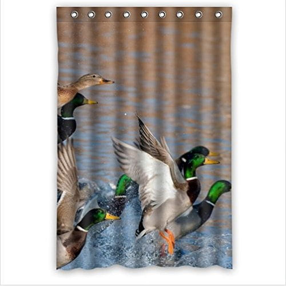Greendecor Beauty Mallard Ducks Peva Waterproof Shower Curtain Set With