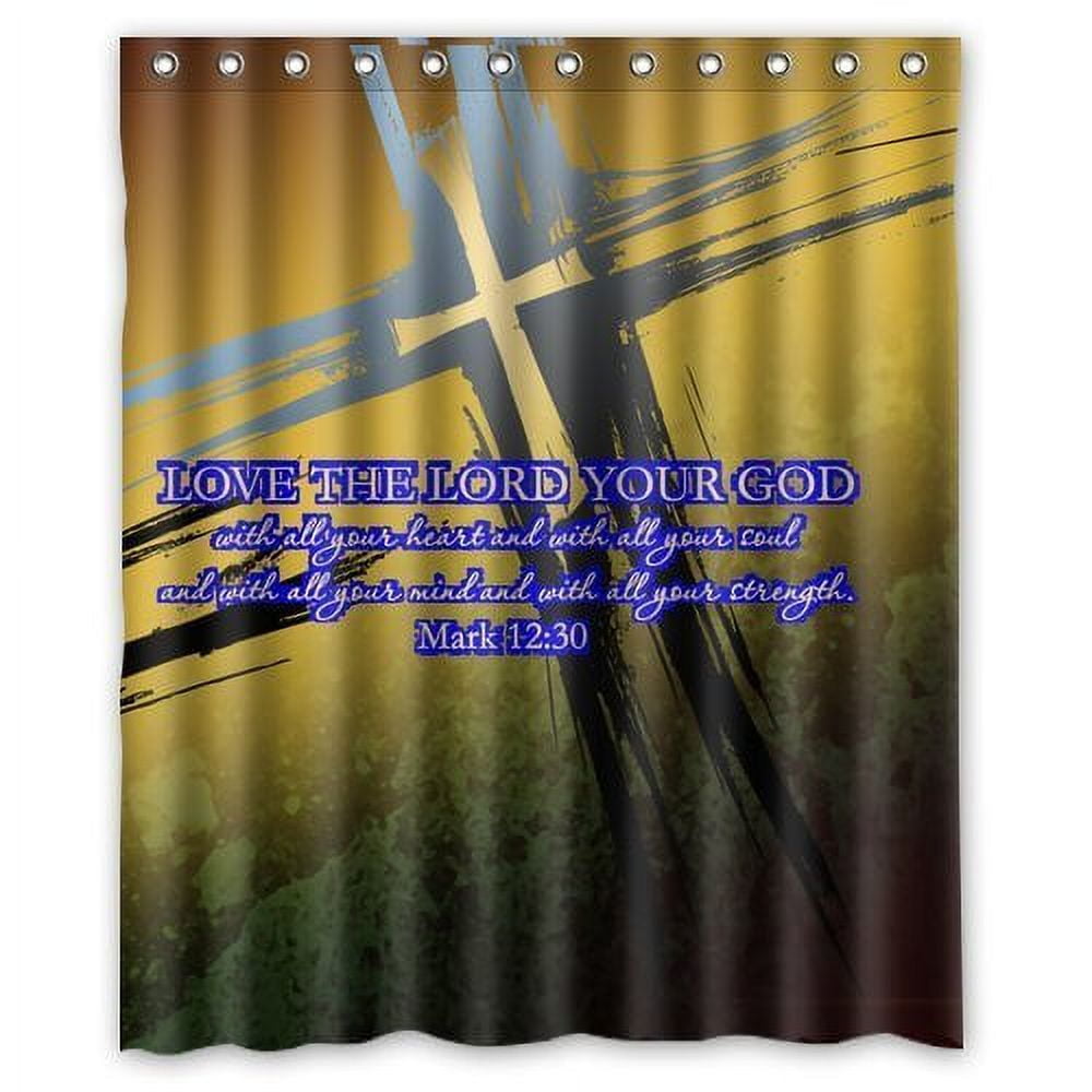 GreenDecor Bible Verse Waterproof Shower Curtain Set with Hooks ...