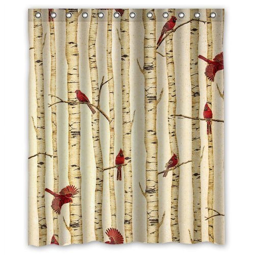 GreenDecor Birch Tree Waterproof Shower Curtain Set with Hooks Bathroom ...