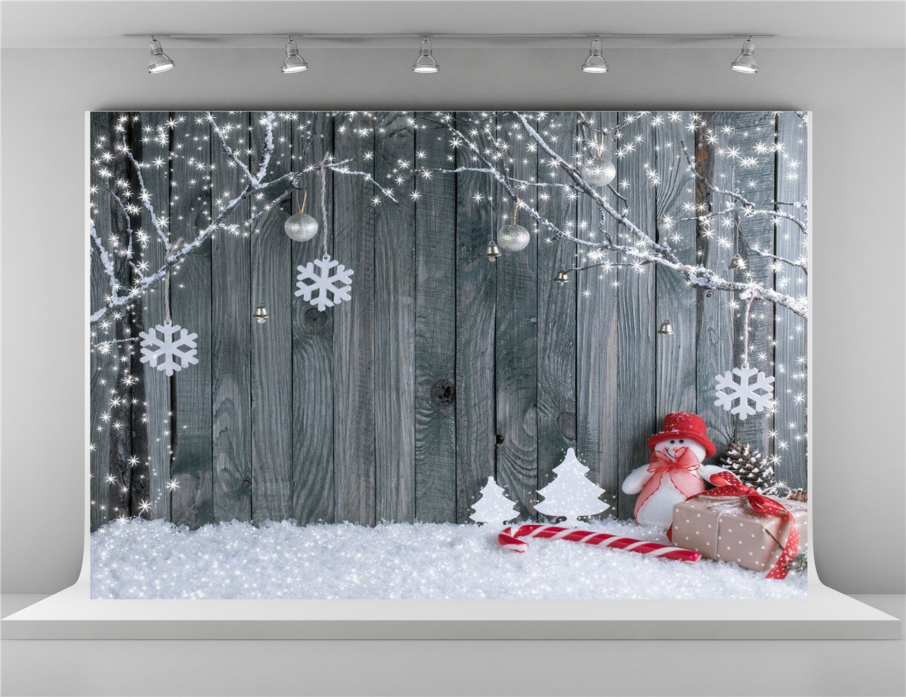 GreenDecor Blue Photography Backdrops Winter Frozen Snow Background for ...
