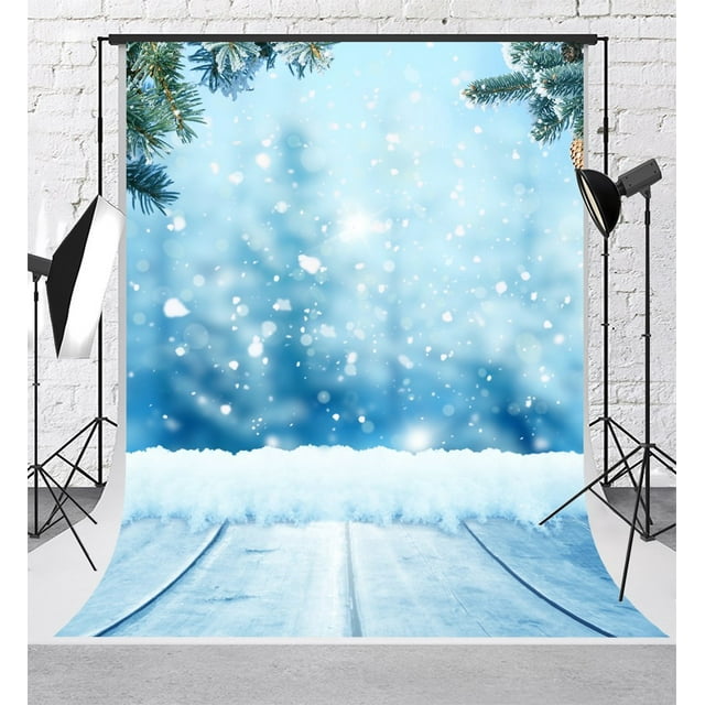 GreenDecor Blue Photography Backdrops Winter Frozen Snow Background for ...