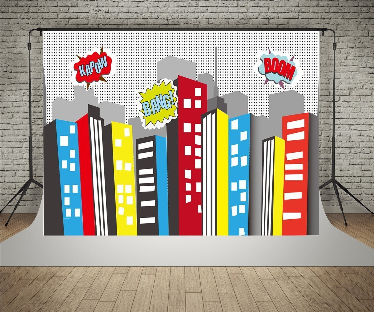 GreenDecor Booming Photo Background for Babys 5x7ft Colorful City Grey ...