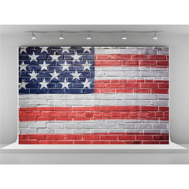 GreenDecor Brick Wall Photography Backdrops USA Flag Patterns Photo ...