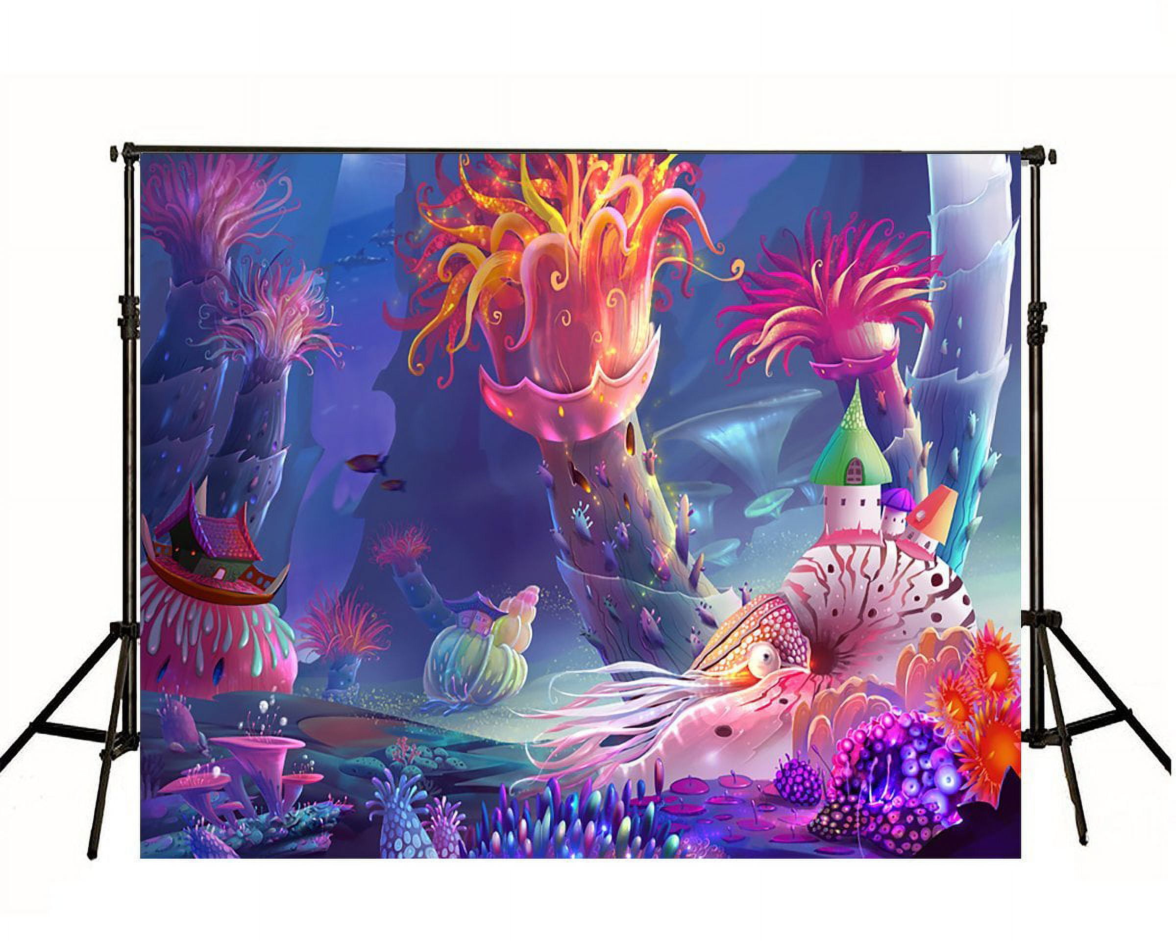 GreenDecor Cartoon Photography Backdrop Underwater World 5x7ft Studio ...