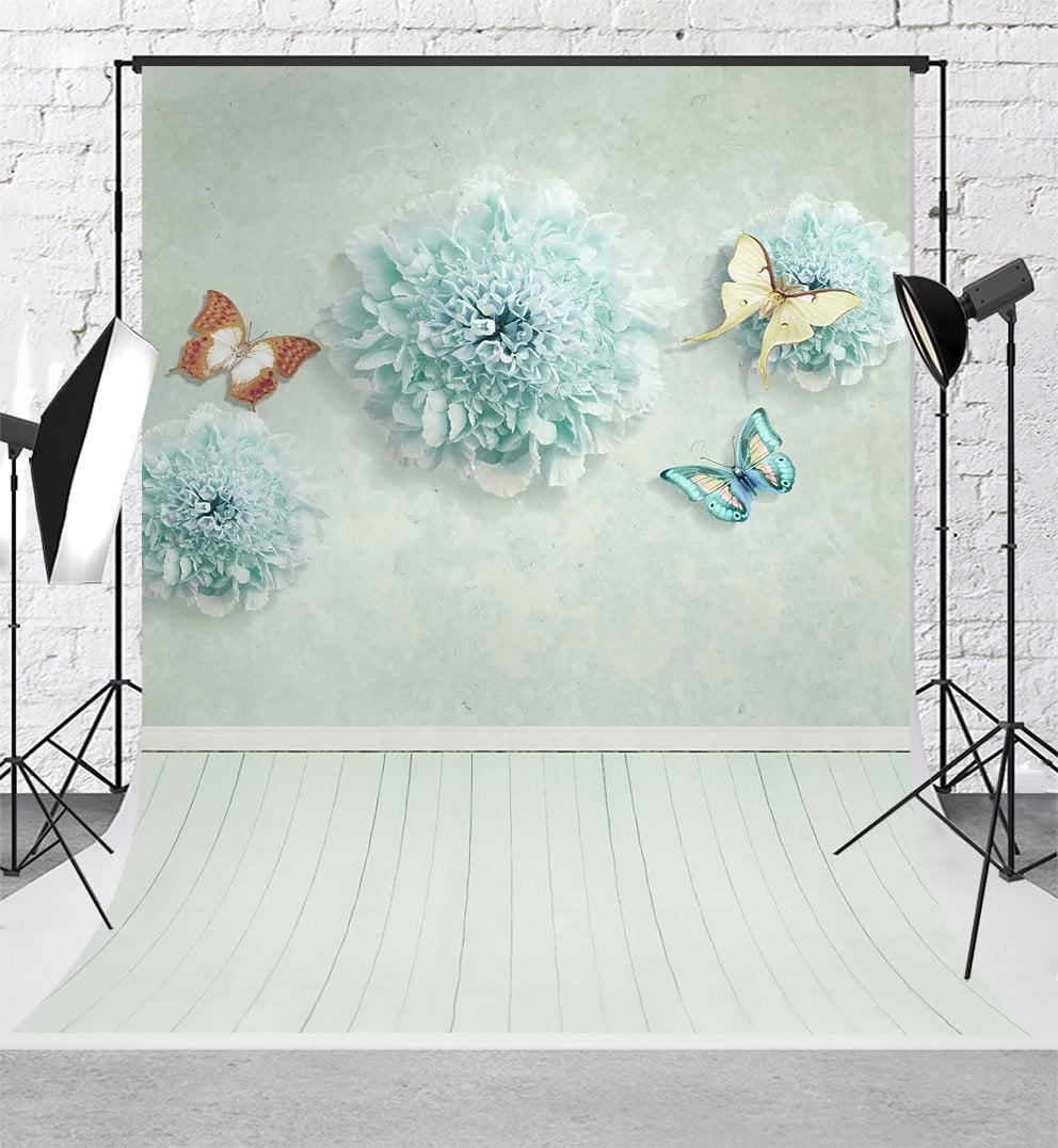 GreenDecor Children Photography Backdrops Green Flowers Photo ...