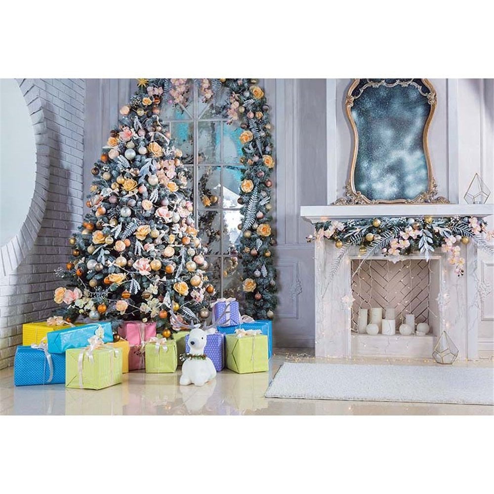GreenDecor Christmas Backdrop Modern 7x5ft Fantasy Xmas Decoration Tree ...