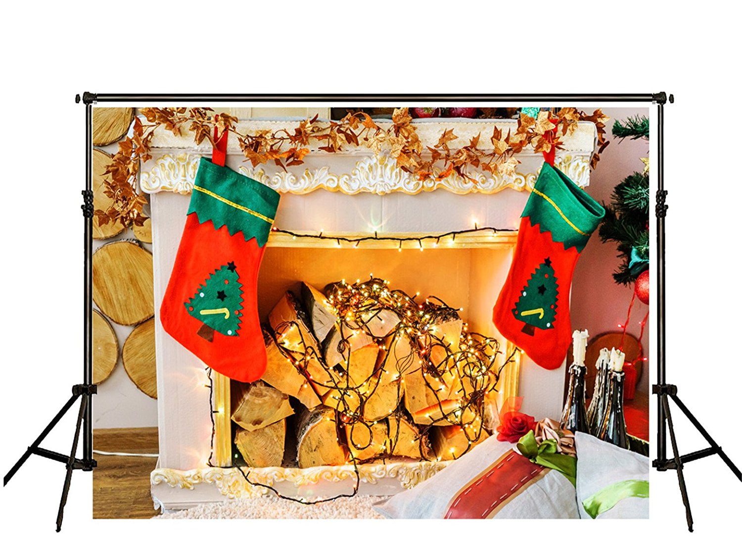 GreenDecor Christmas Red Socks Backdrops for Photography 7x5ft Glitter ...