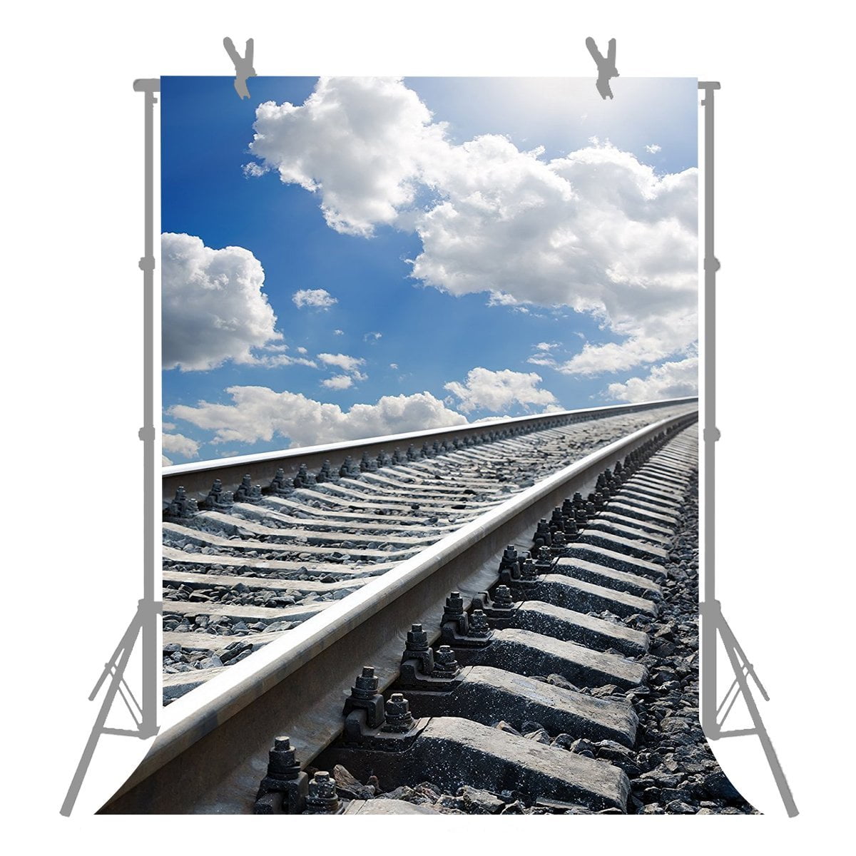 GreenDecor Customize Background 5x7ft White Clouds Train Track ...