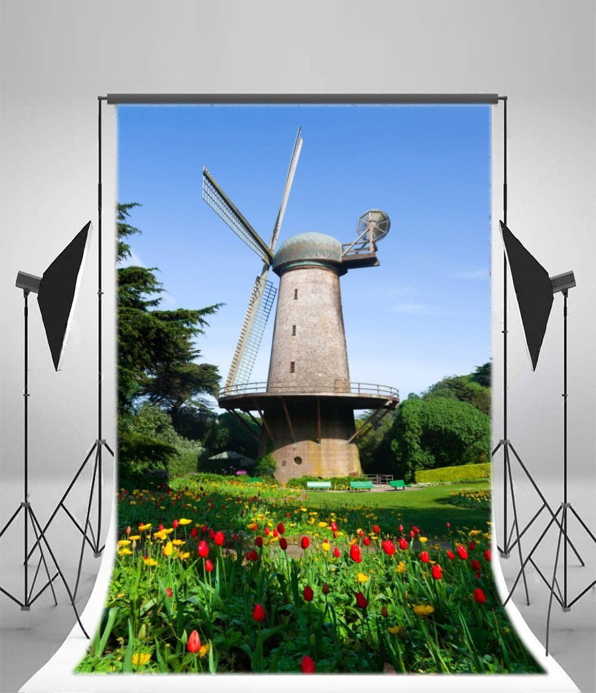 GreenDecor Dutch Windmill Backdrop 5x7ft Photography Backdrop Garden ...