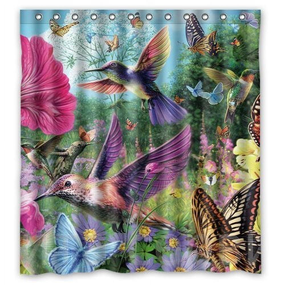 GreenDecor Emma Ellen Hummingbirds And Butterflies Gathering Honey Pink ...