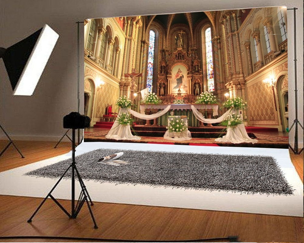 GreenDecor European Church Wedding Backdrop 7x5ft Photography ...