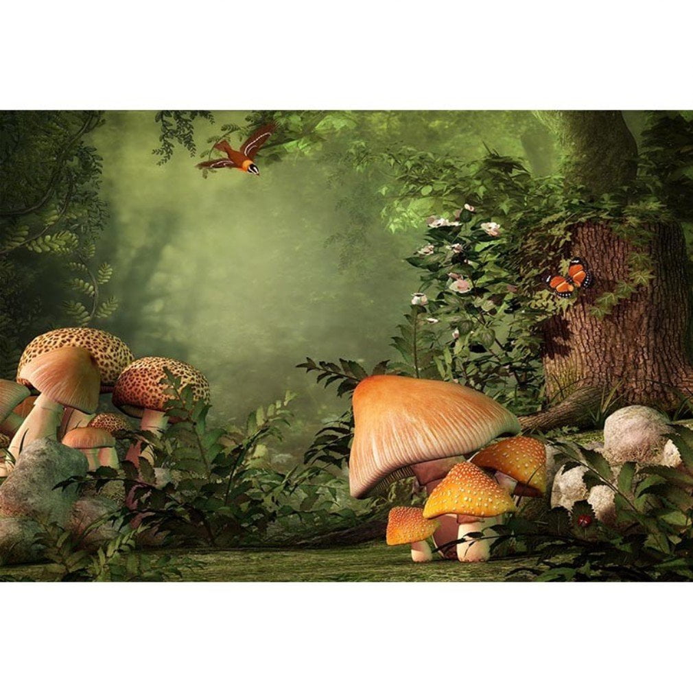 GreenDecor Fantasy Forest Photo Booth Backdrop with Mushroom and Stump ...