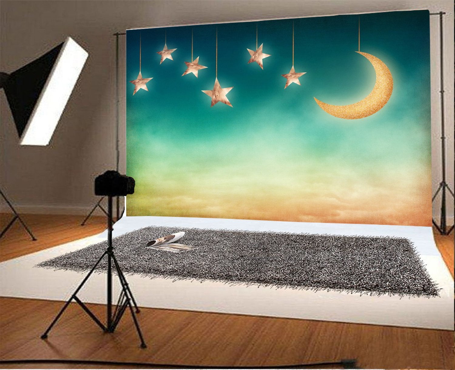 GreenDecor Fantasy Moon and Stars Backdrop 7x5ft Photography Background ...