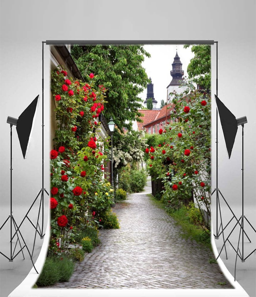 GreenDecor Garden Backdrop 5x7ft Photography Backdrop Alley Flowers ...