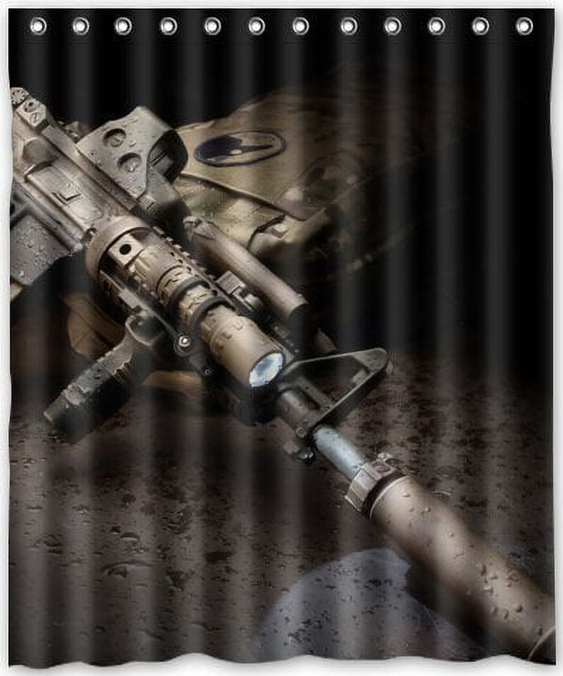 GreenDecor Gun Waterproof Shower Curtain Set with Hooks Bathroom ...