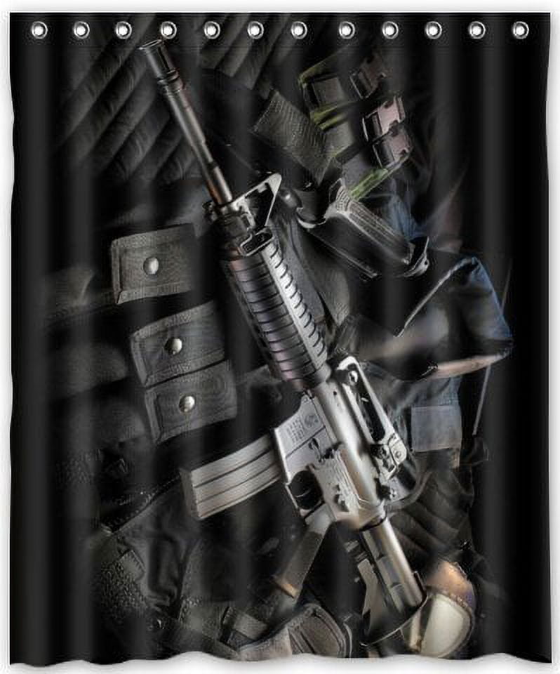 GreenDecor Gun Waterproof Shower Curtain Set with Hooks Bathroom ...