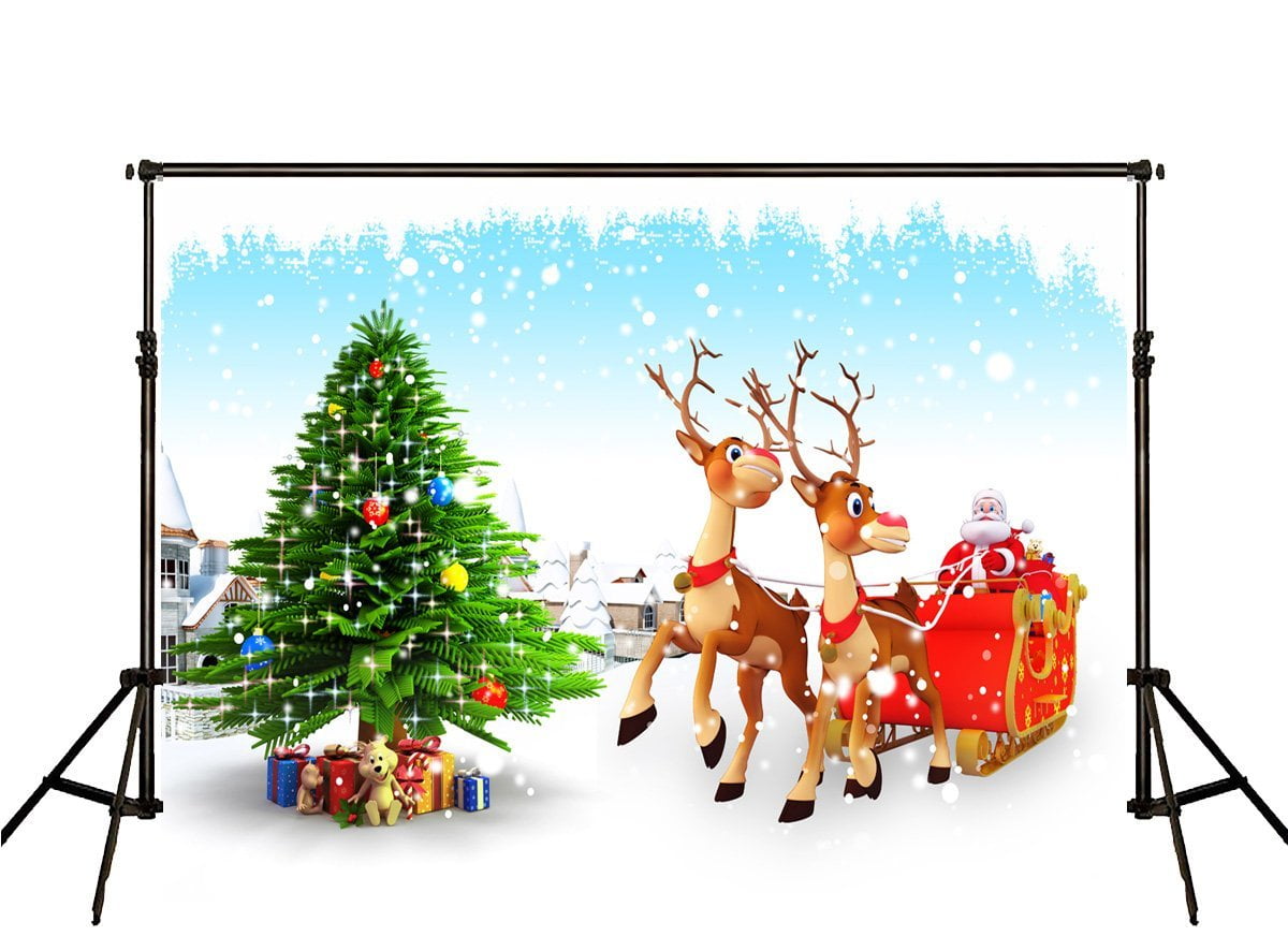 GreenDecor Happy Christmas Photography Backdrops 7x5ft Santa Claus and ...