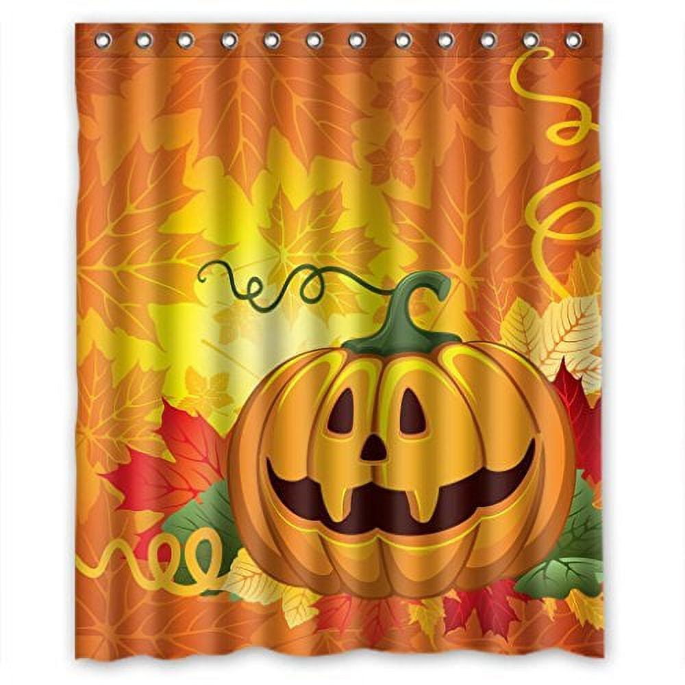 GreenDecor Happy Hallowmas Maple Pumpkin Waterproof Shower Curtain Set ...