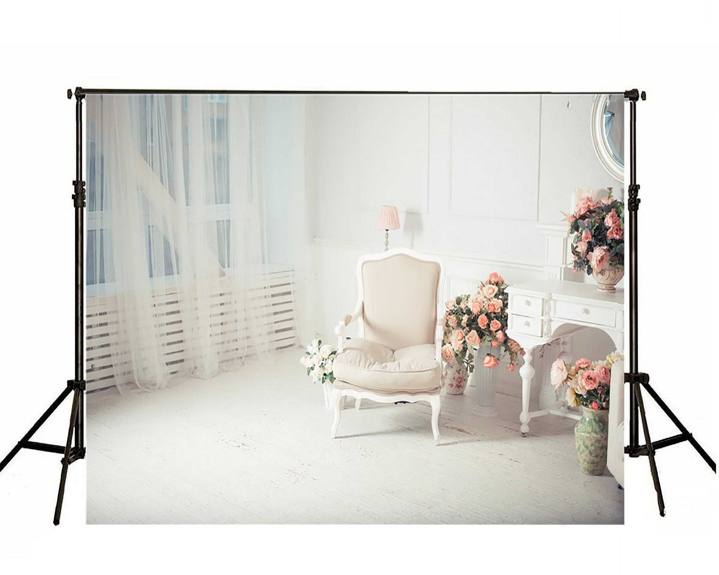 GreenDecor Modern Living Room Photography Backdrops White Lace Curtain ...