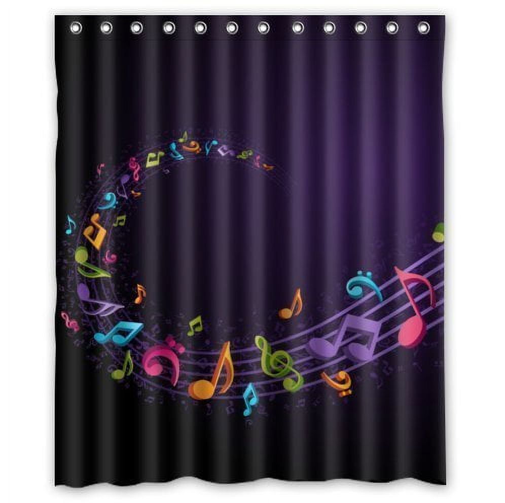 GreenDecor Music Art Musical Notes Waterproof Shower Curtain Set with ...