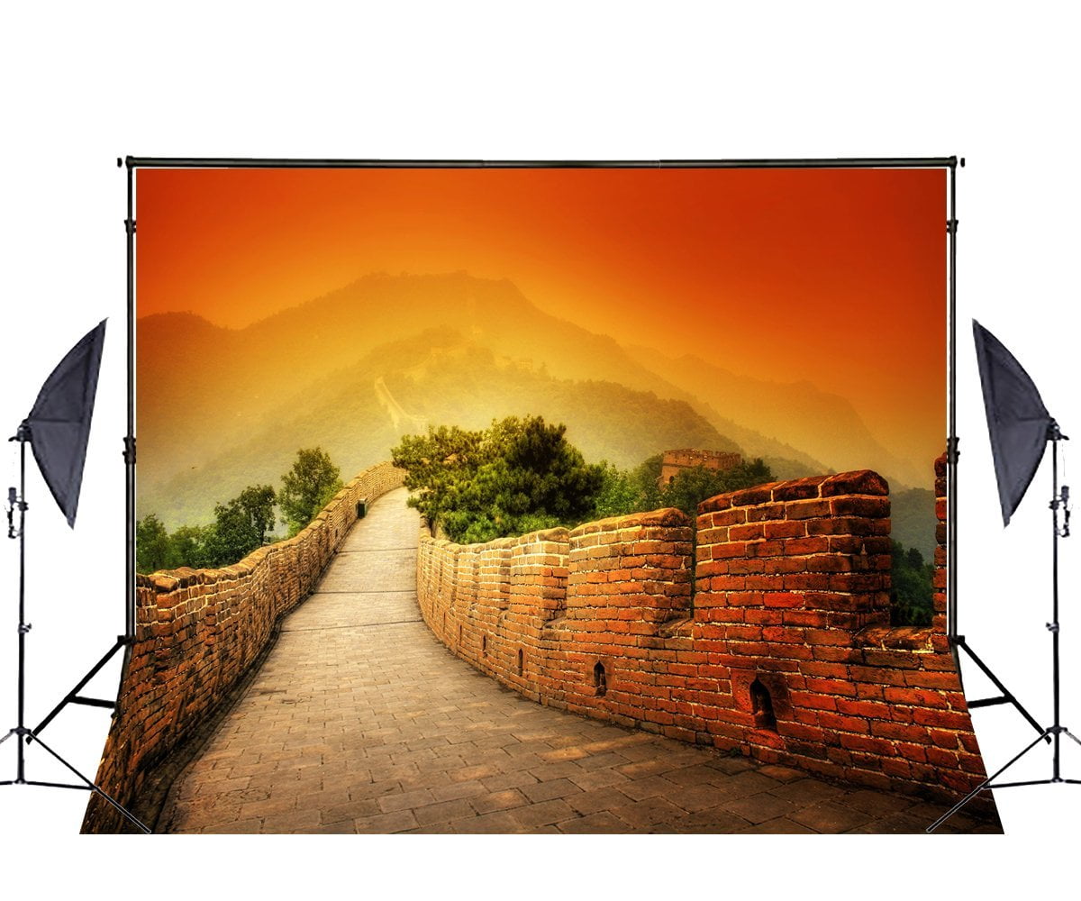 GreenDecor Natural Scenery Photography Backdrops Sunset Great Wall ...