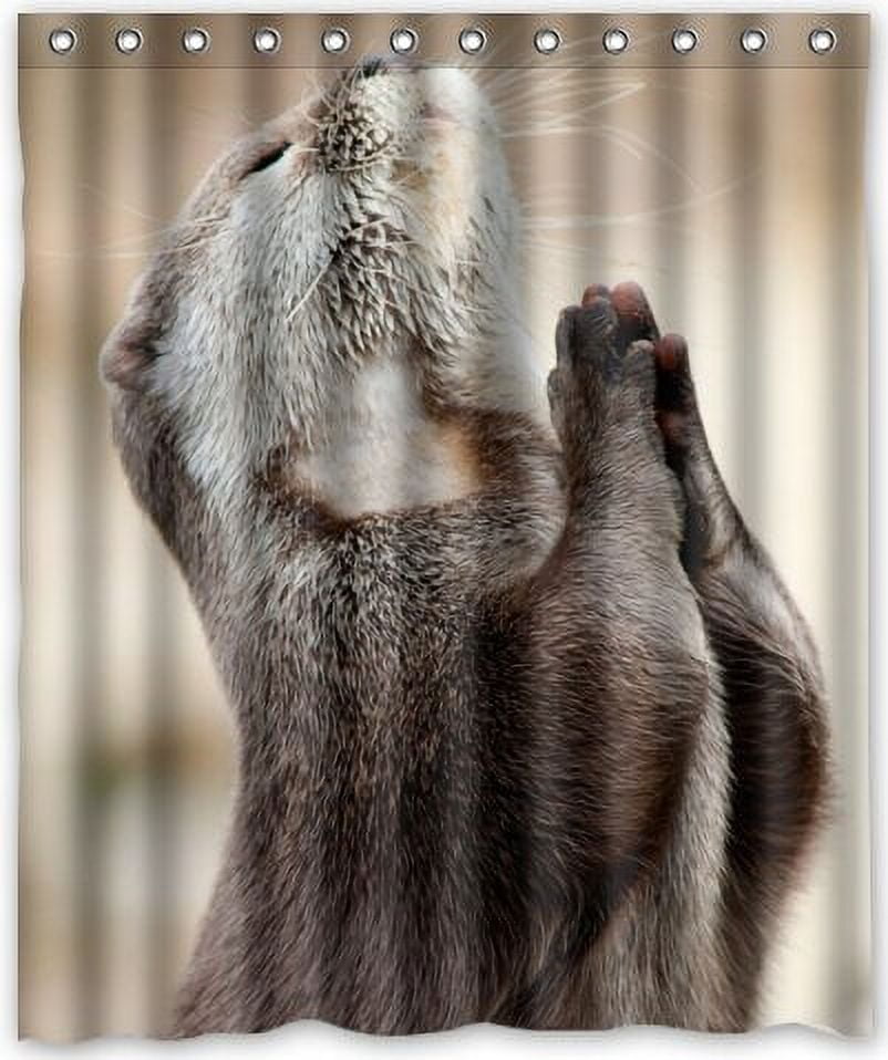 GreenDecor Otter Waterproof Shower Curtain Set with Hooks Bathroom ...