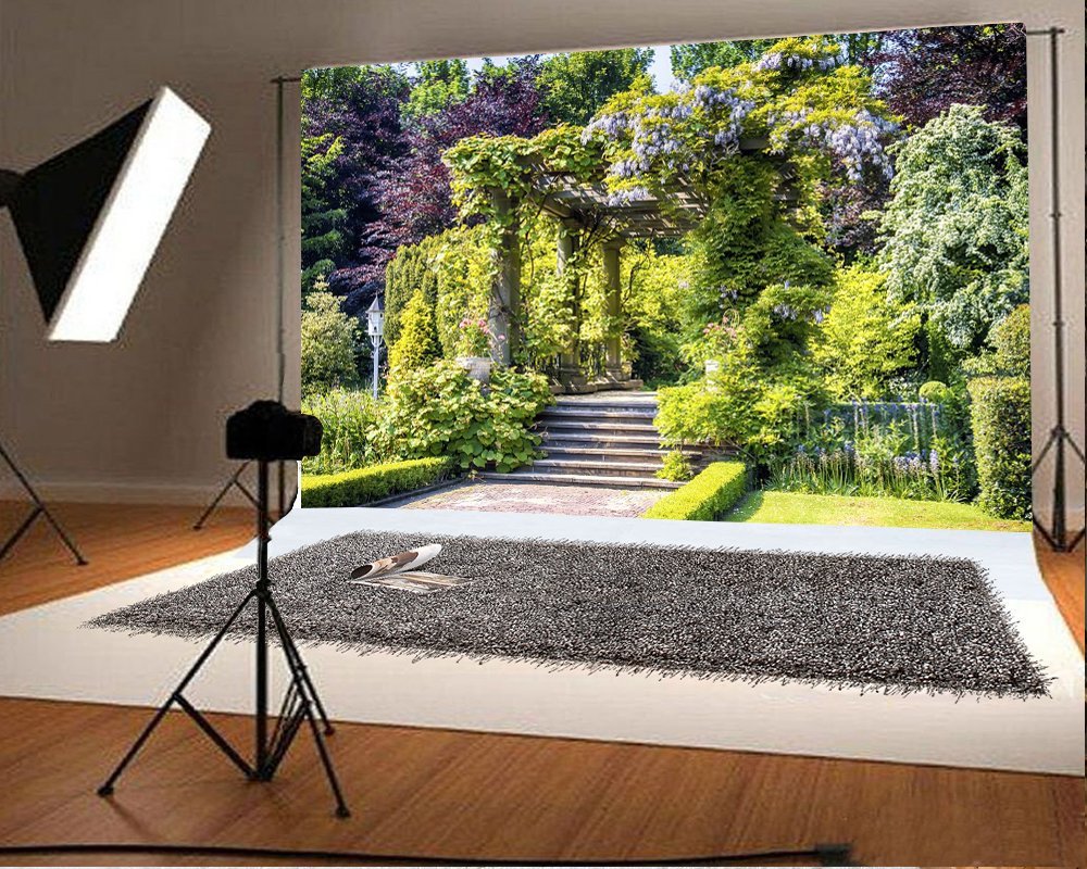 GreenDecor Park Backdrop 7x5ft Photography Backdrop Pergola Green Trees ...