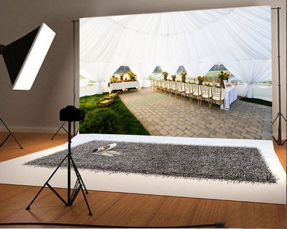 GreenDecor Party Backdrop 7x5ft Photography Background Tent Grass Lawn ...