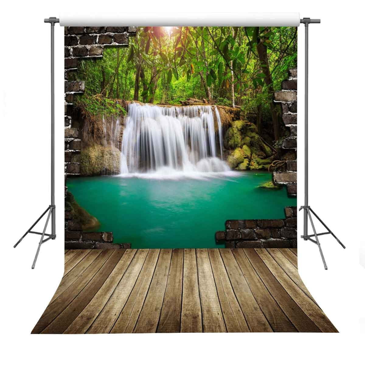 GreenDecor Photo Background 5x7ft Forest Waterfall Photography Backdrop ...