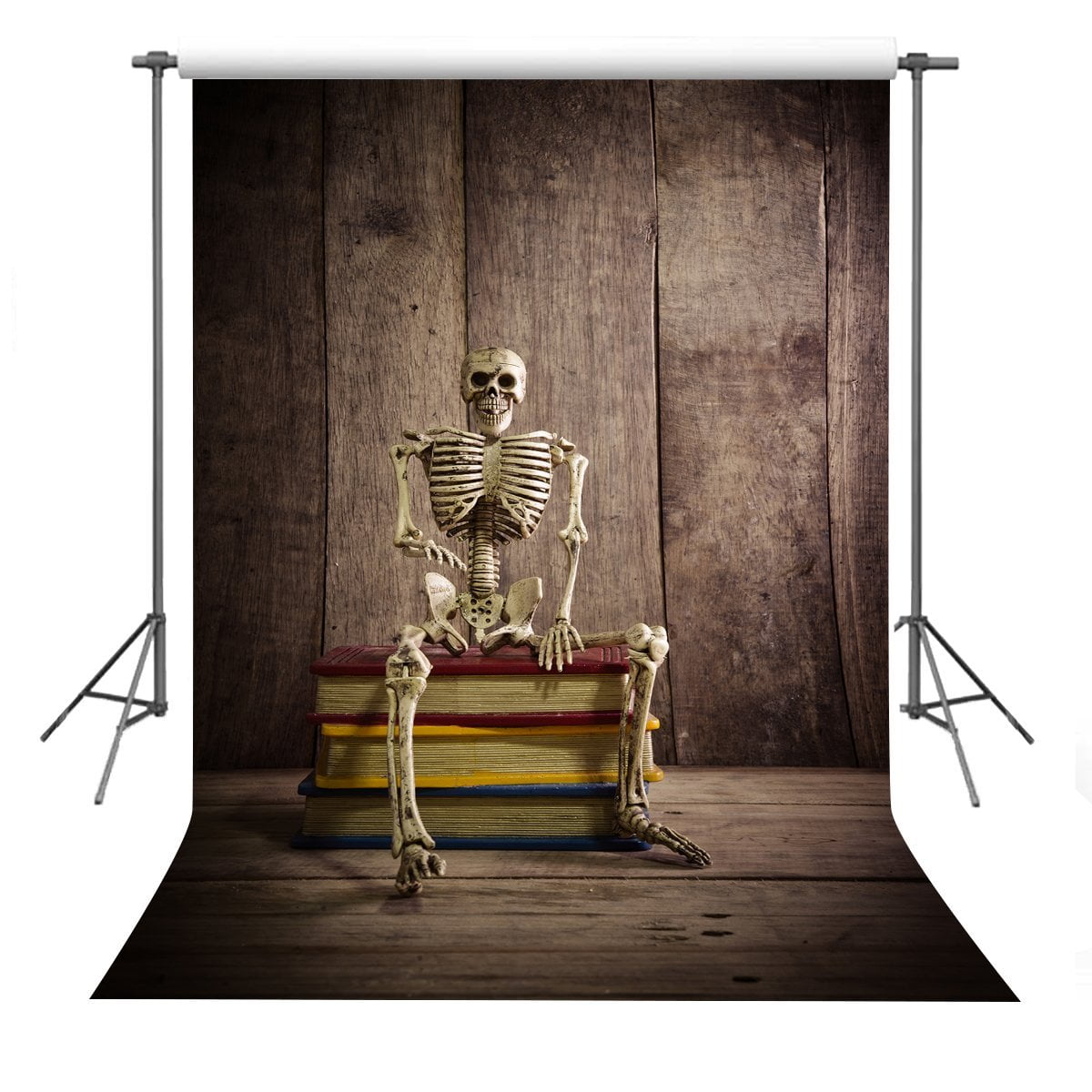 GreenDecor Photo Background 5x7ft Skeleton on Wood Floor Photography ...