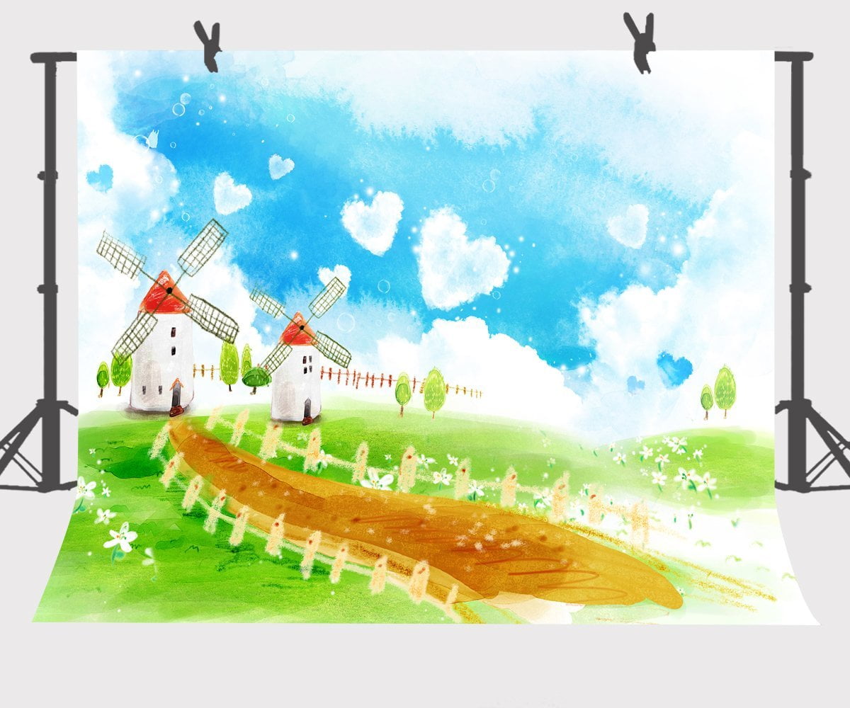 GreenDecor Photo Background 7x5ft Cartoon Painting Photography Backdrop ...