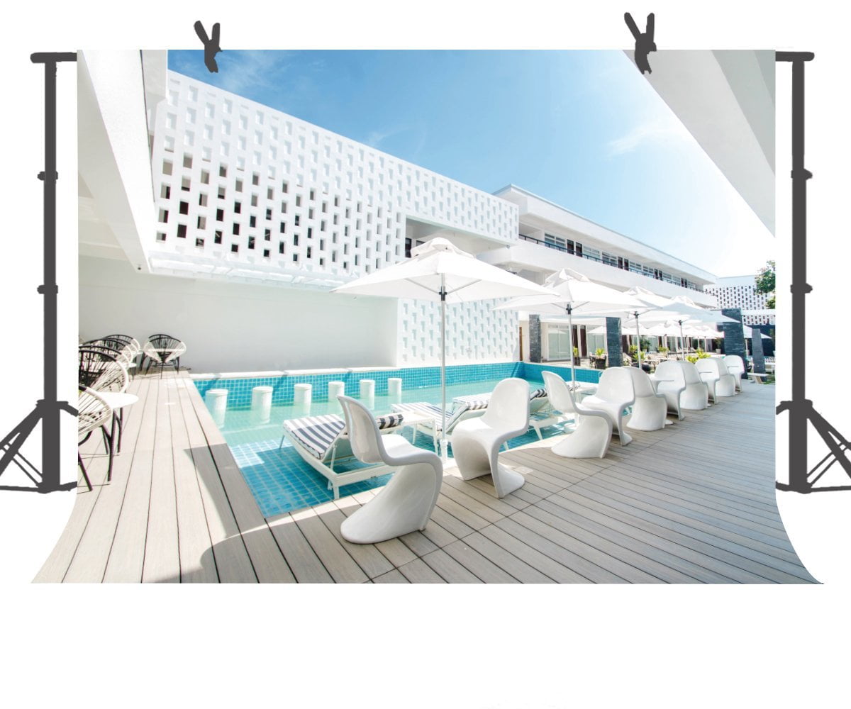 GreenDecor Photo Background 7x5ft Open-air Swimming Pool Photography ...