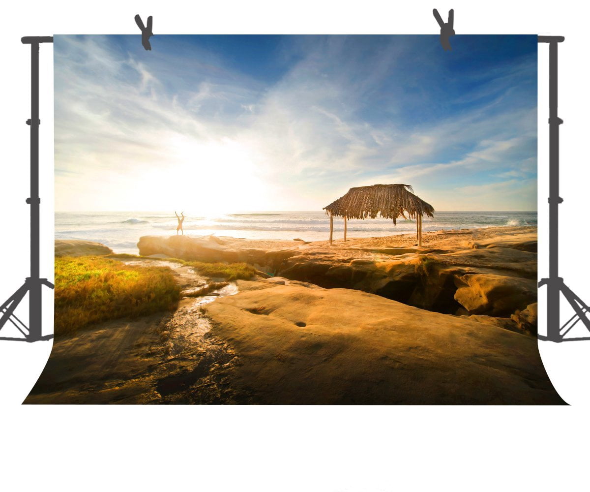 GreenDecor Photo Background 7x5ft Seaside Sunrise Photography Backdrop ...