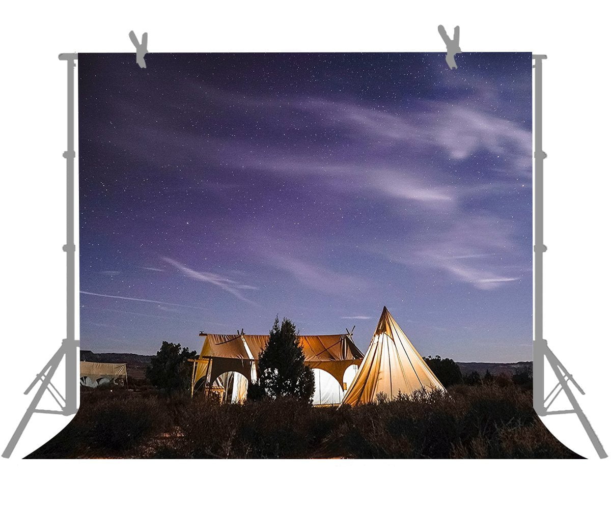GreenDecor Photo Backgrounds 7x5ft Camping Tent Under Night Starry Sky ...