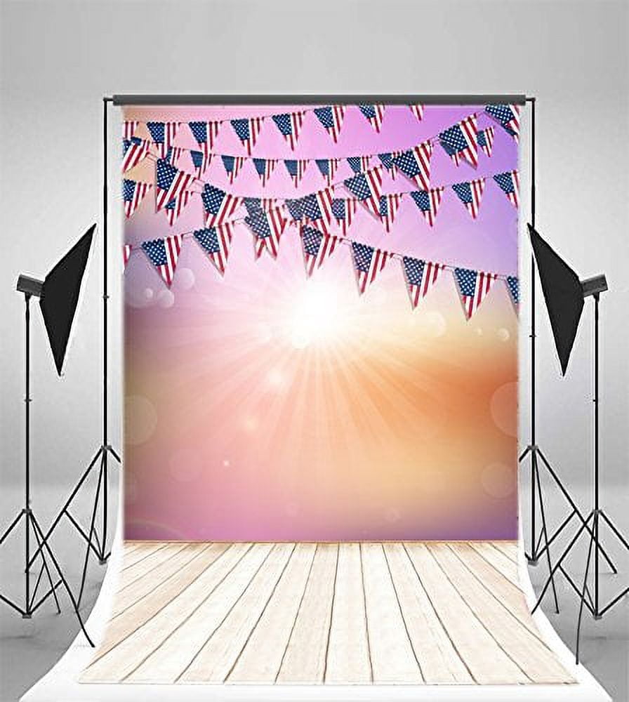 GreenDecor Photography American Flags Banner Backdrop 5x7ft Dreamy ...