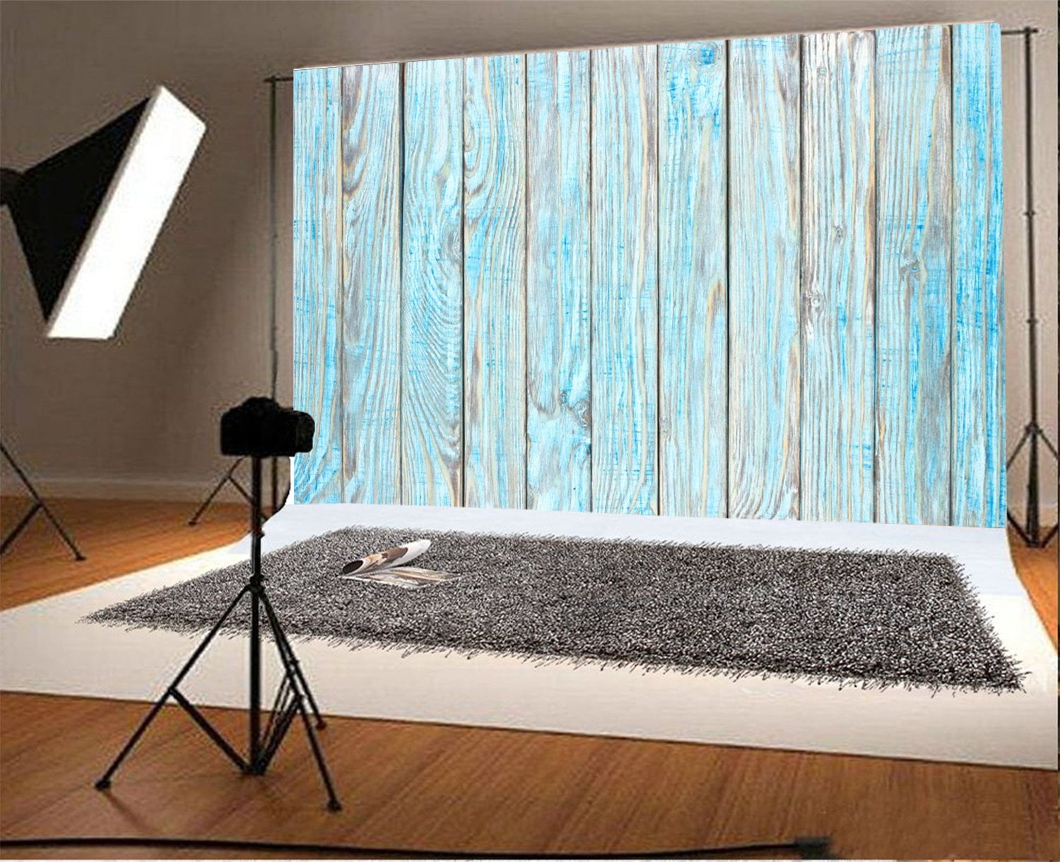 GreenDecor Photography Backdrop 7x5ft Retro Blue Wood Wall Children ...