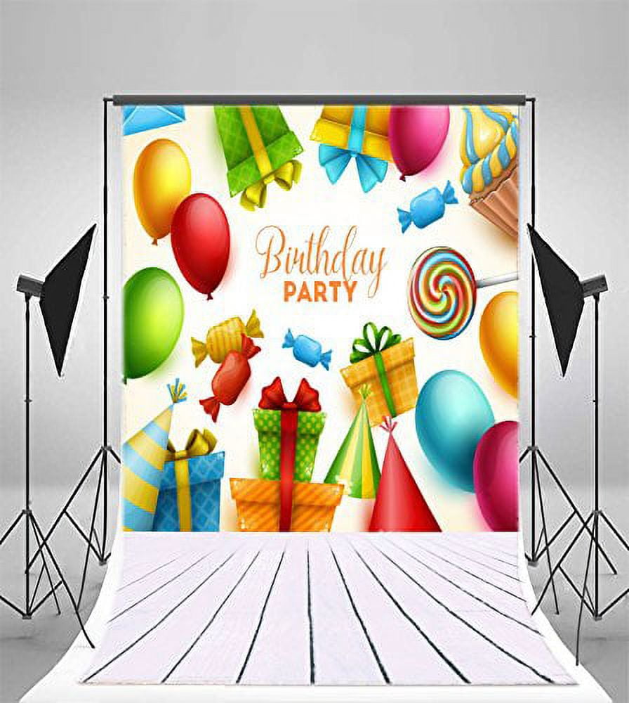 GreenDecor Photography Birthday Party Backdrop 5x7ft Cartoon Balloons ...