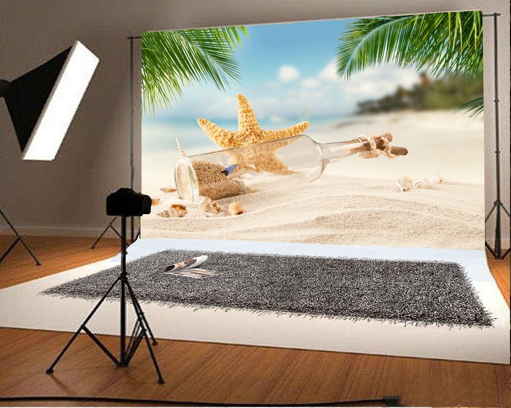 GreenDecor Photography Tropical Beach Backdrop 7x5ft Starfish Seashell ...